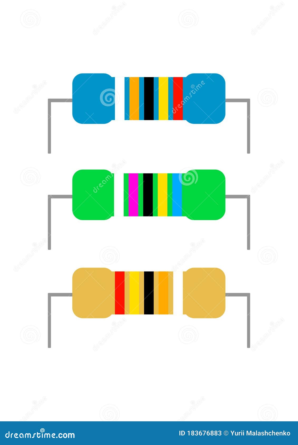 Electronic Component Resistor Marked with Colored Stripes Stock ...