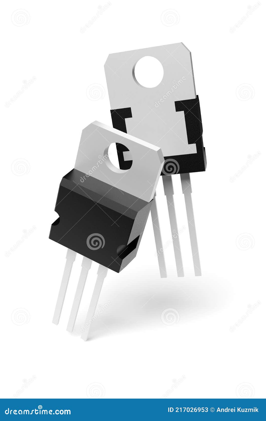 Electronic Component In TO-220 Package Isolated On White. 3D Rendering Royalty-Free Cartoon ...