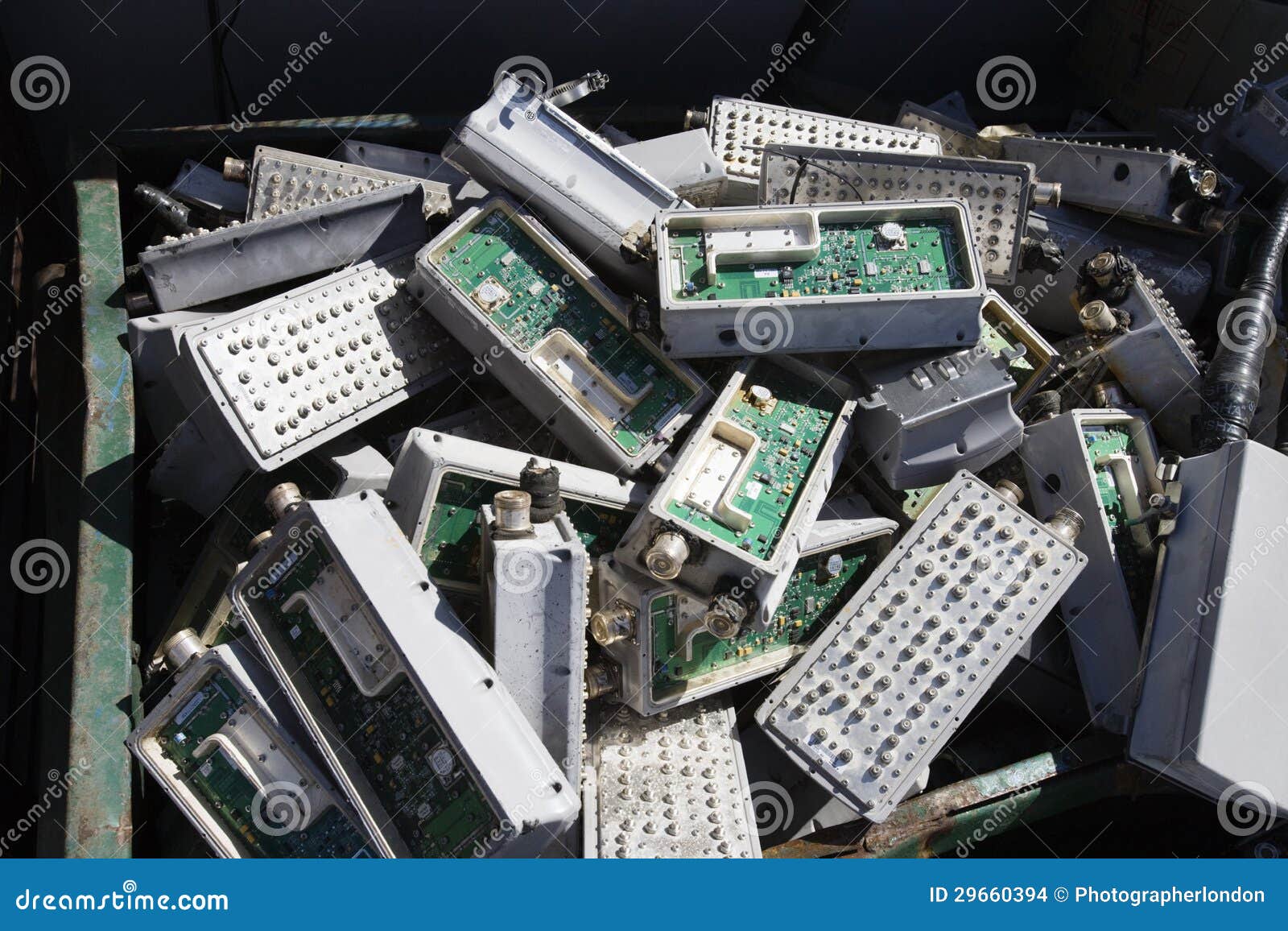 Electronic Components in Bin Stock Photo - Image of recycling, discard ...