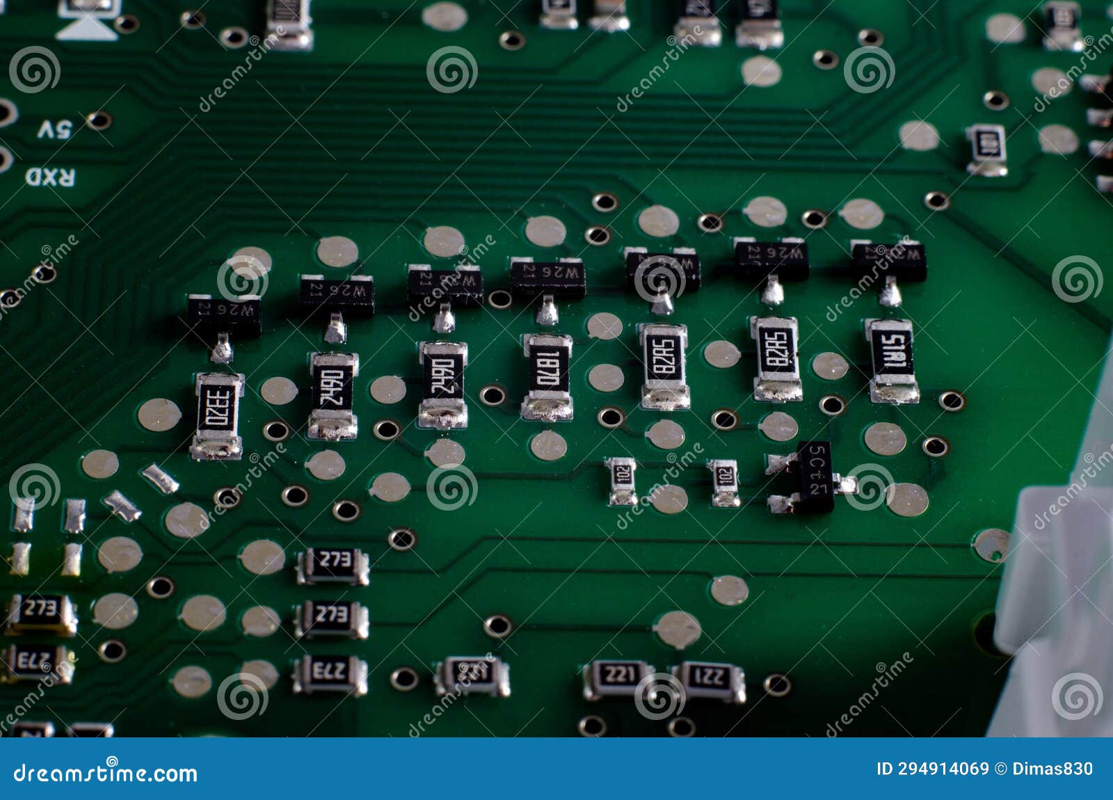 Electronic Components on a Board Closeup Stock Image - Image of close ...
