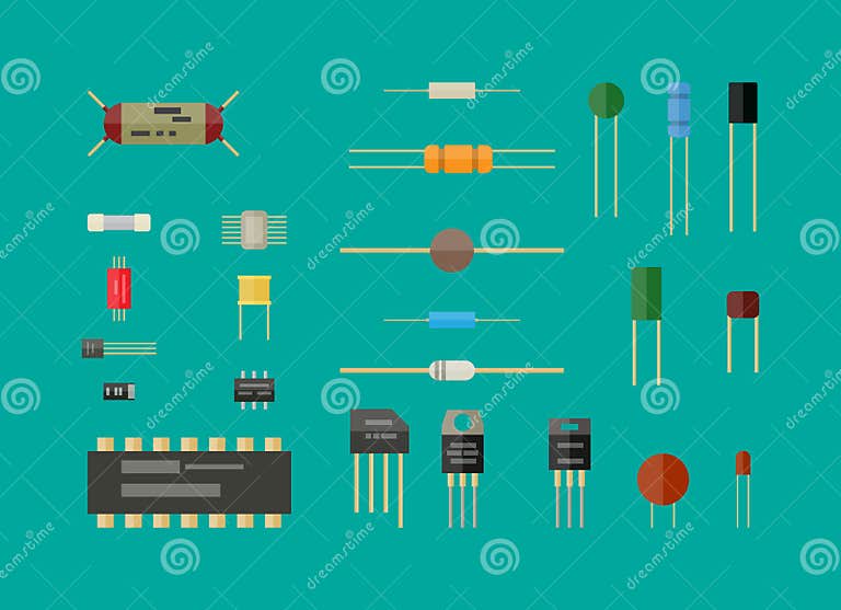 Electronic Components, Circuit Set. Stock Vector - Illustration of ...