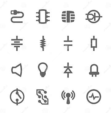 Electronic Components Icons Stock Vector - Illustration of equipment ...