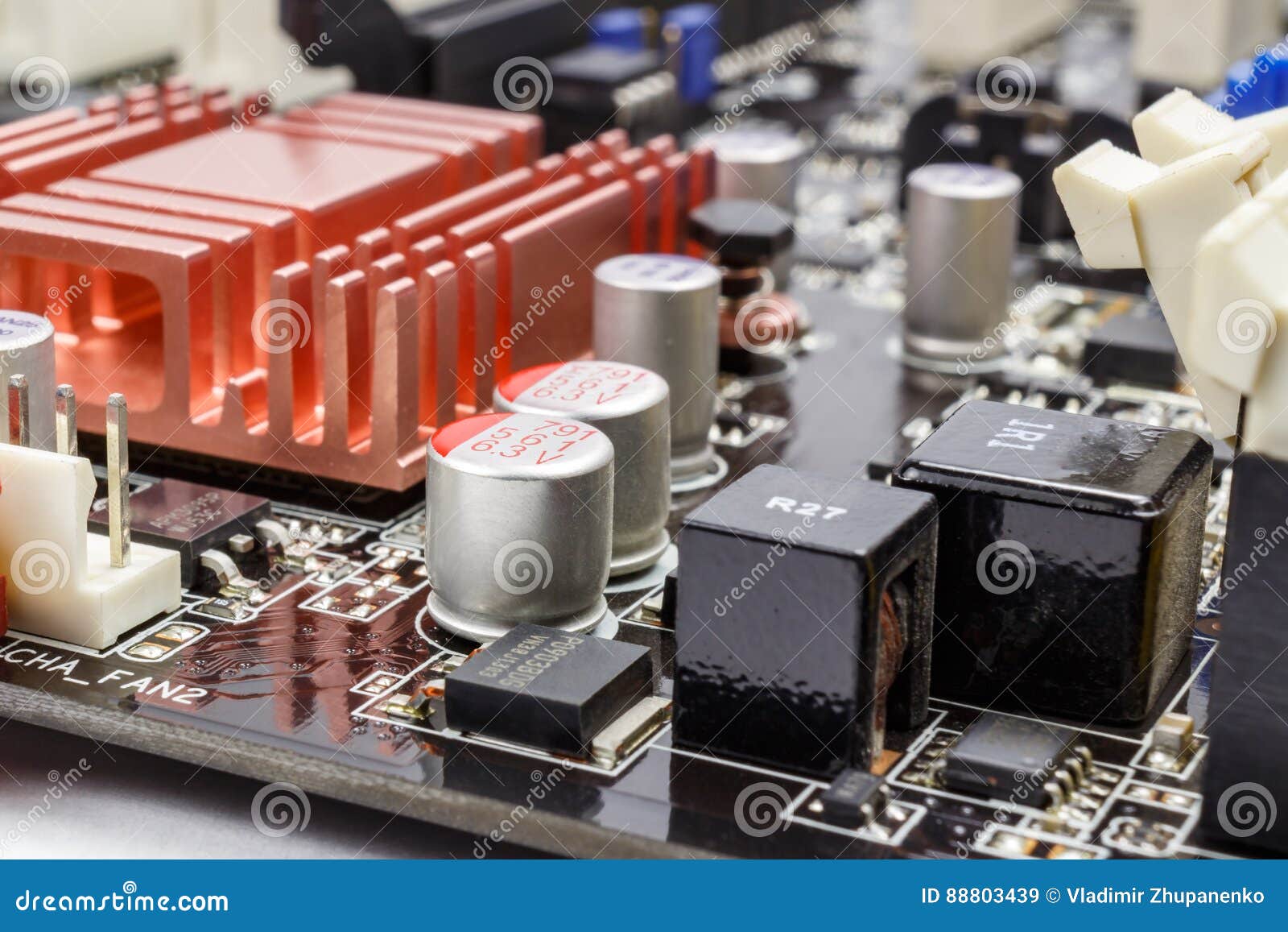 Electronic Components Installed on the Motherboard Closeup Stock Image ...
