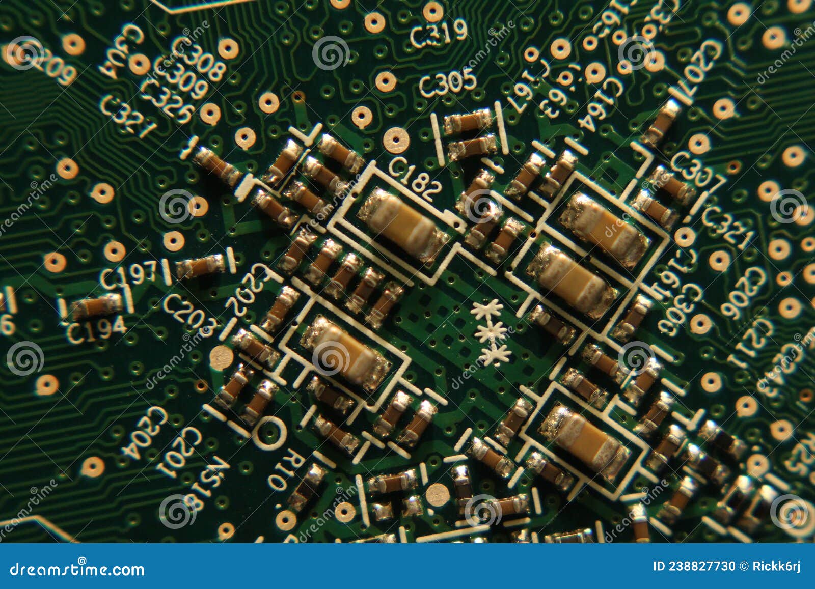 Electronic Components Mounted on a Circuit Board Stock Photo - Image of ...