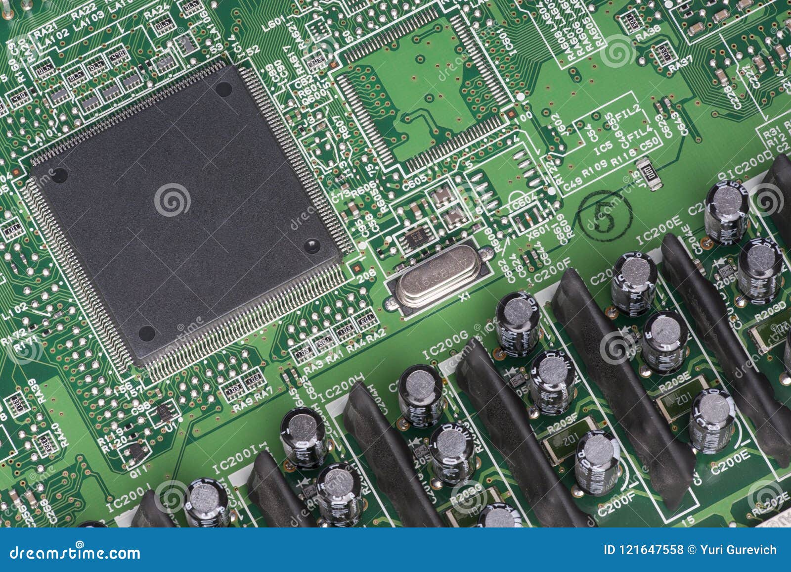 Electronic Components are Mounted on the Device Board Chips Diodes ...