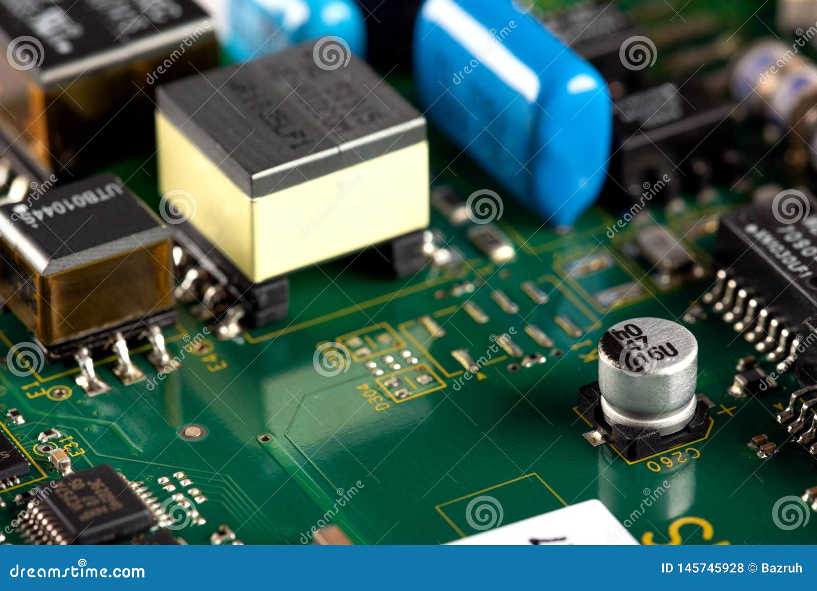 Electronic Components on the PCB Stock Photo - Image of board, logic ...
