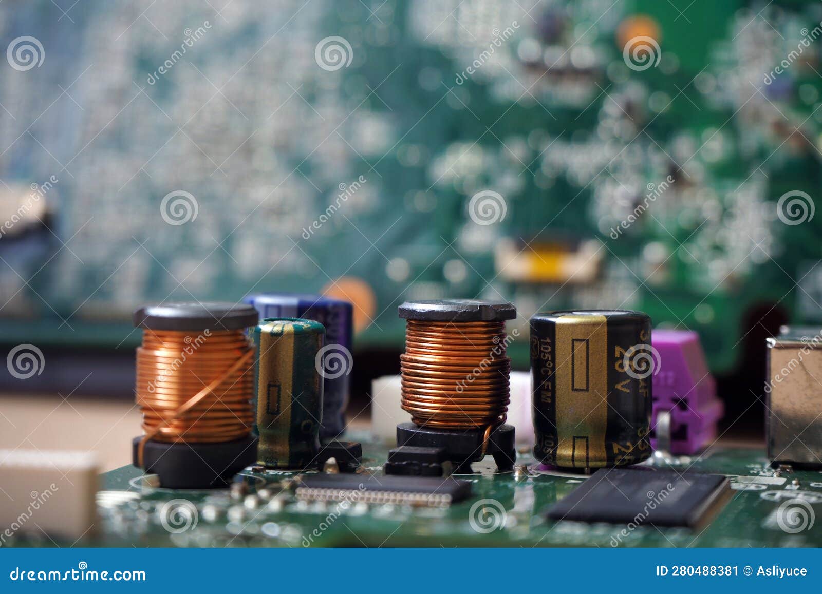 Electronic Components on a Printed Circuit Board Stock Image - Image of ...