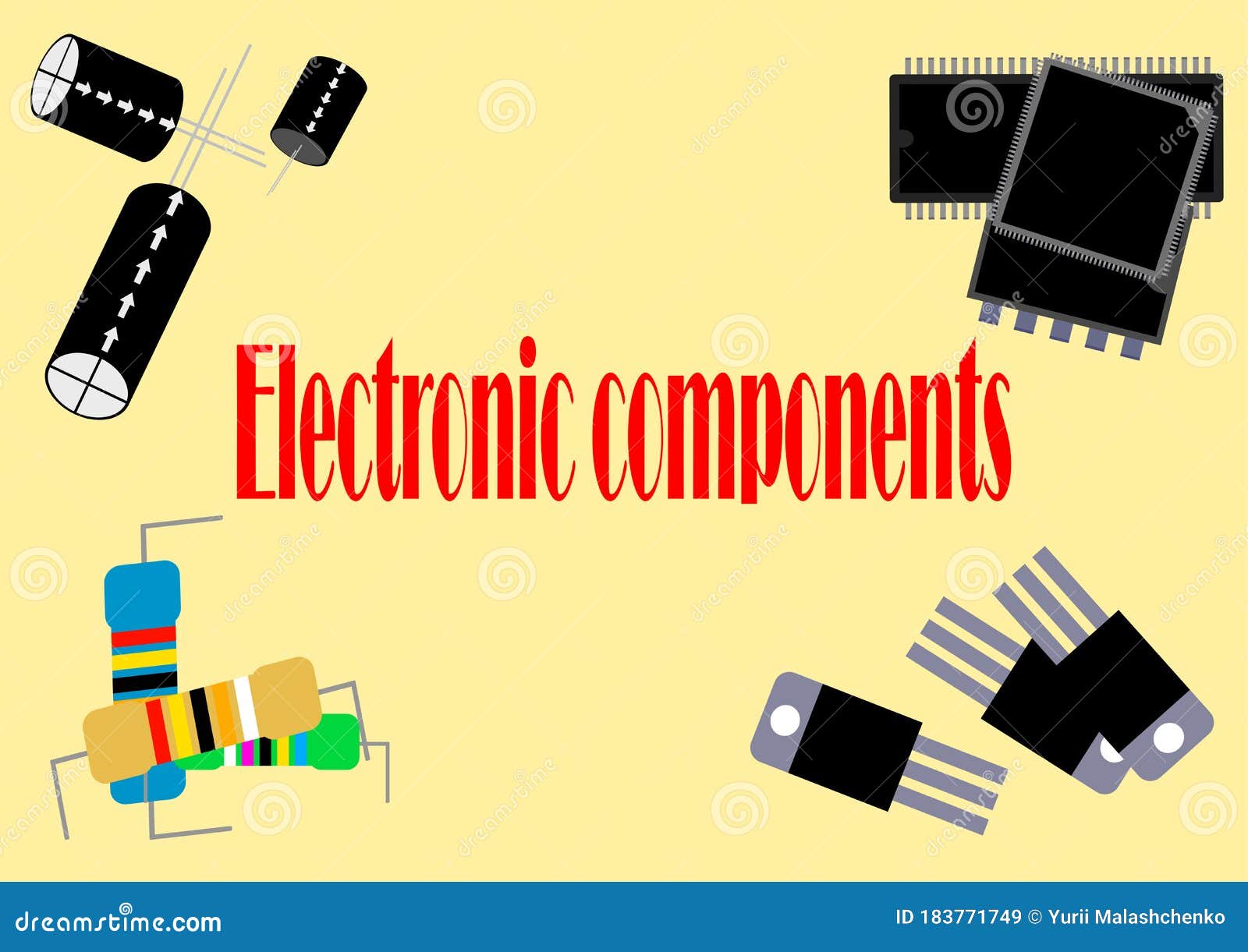 Electronic Components Template for Text with Place for Text Stock ...