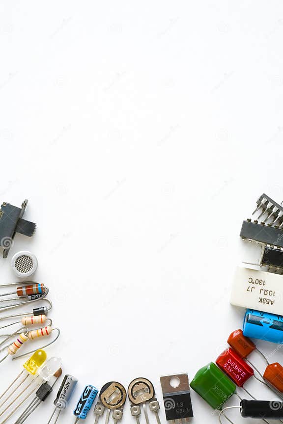 Electronic Components on White Background Stock Image - Image of ...