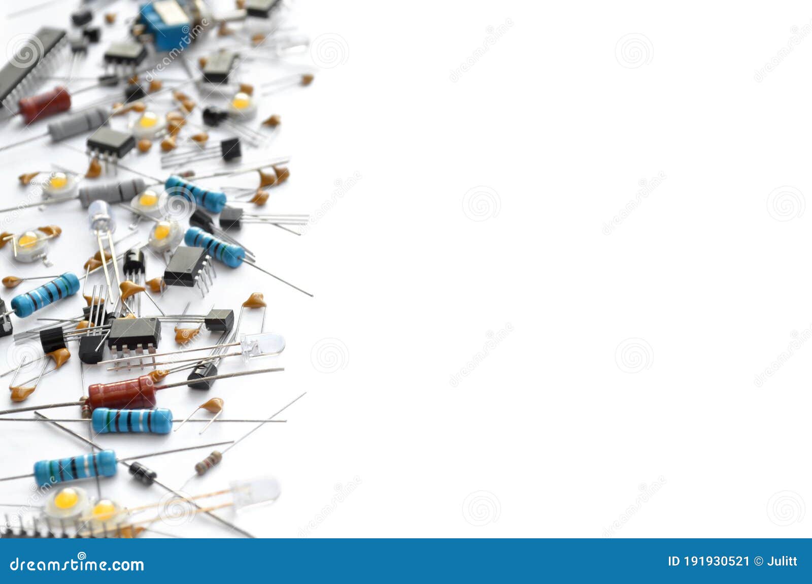 Electronic Components on White Background Stock Image - Image of metal ...