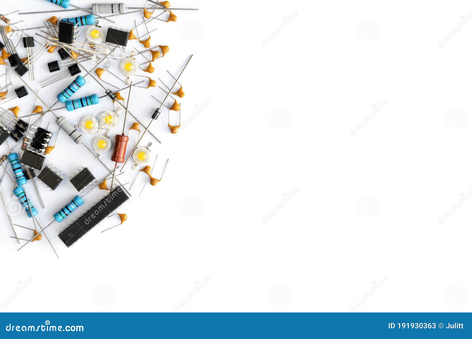 Electronic Components on White Background Stock Image - Image of ...