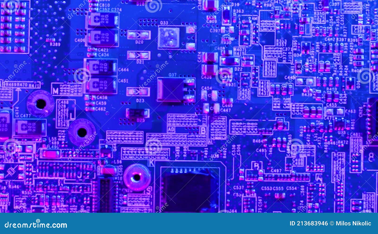 Electronic Computer Board with Sci Fi Futuristic Cyber Punk Light ...