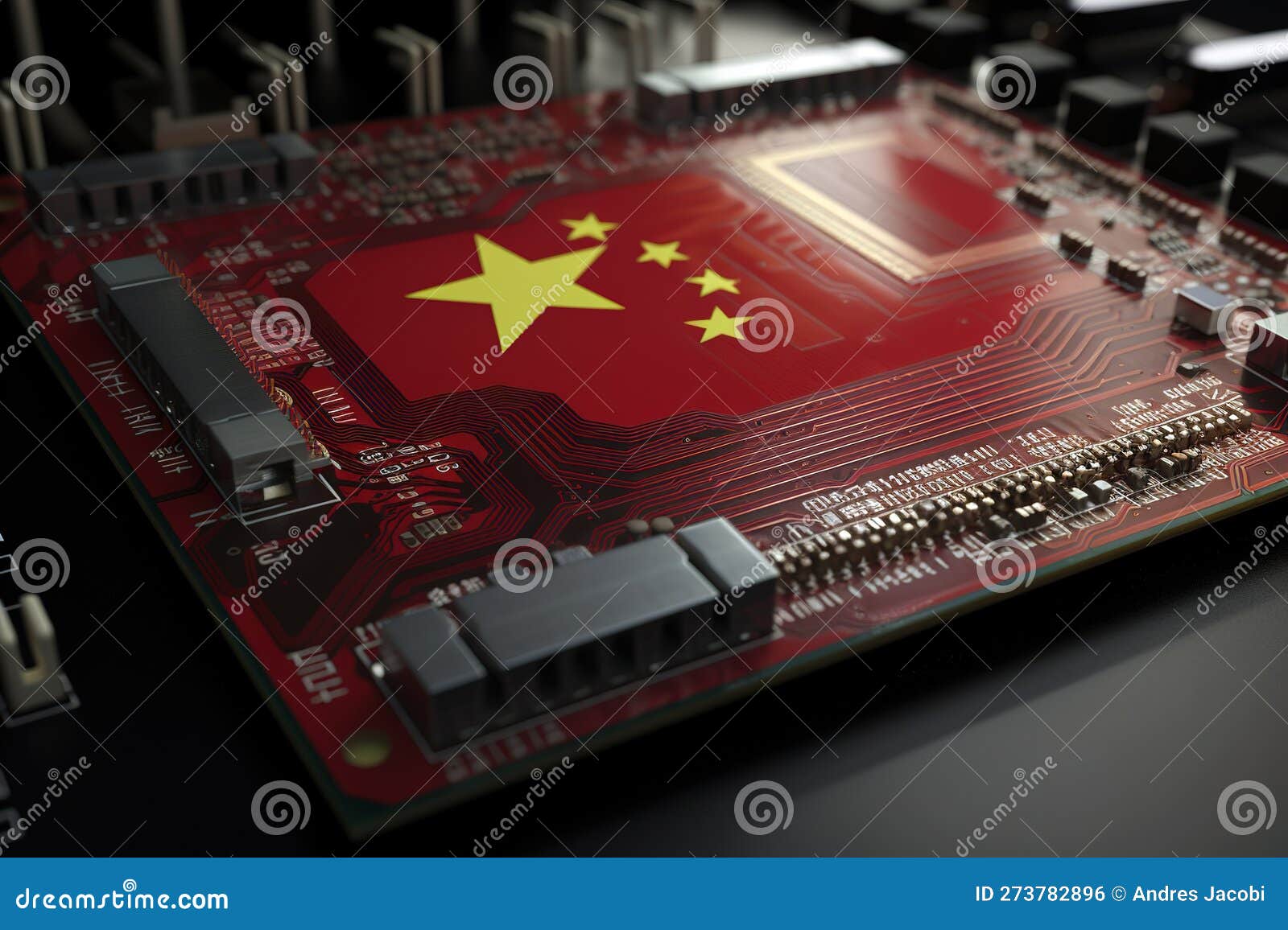 Electronic Computer Board with Technological Chip with China Flag ...