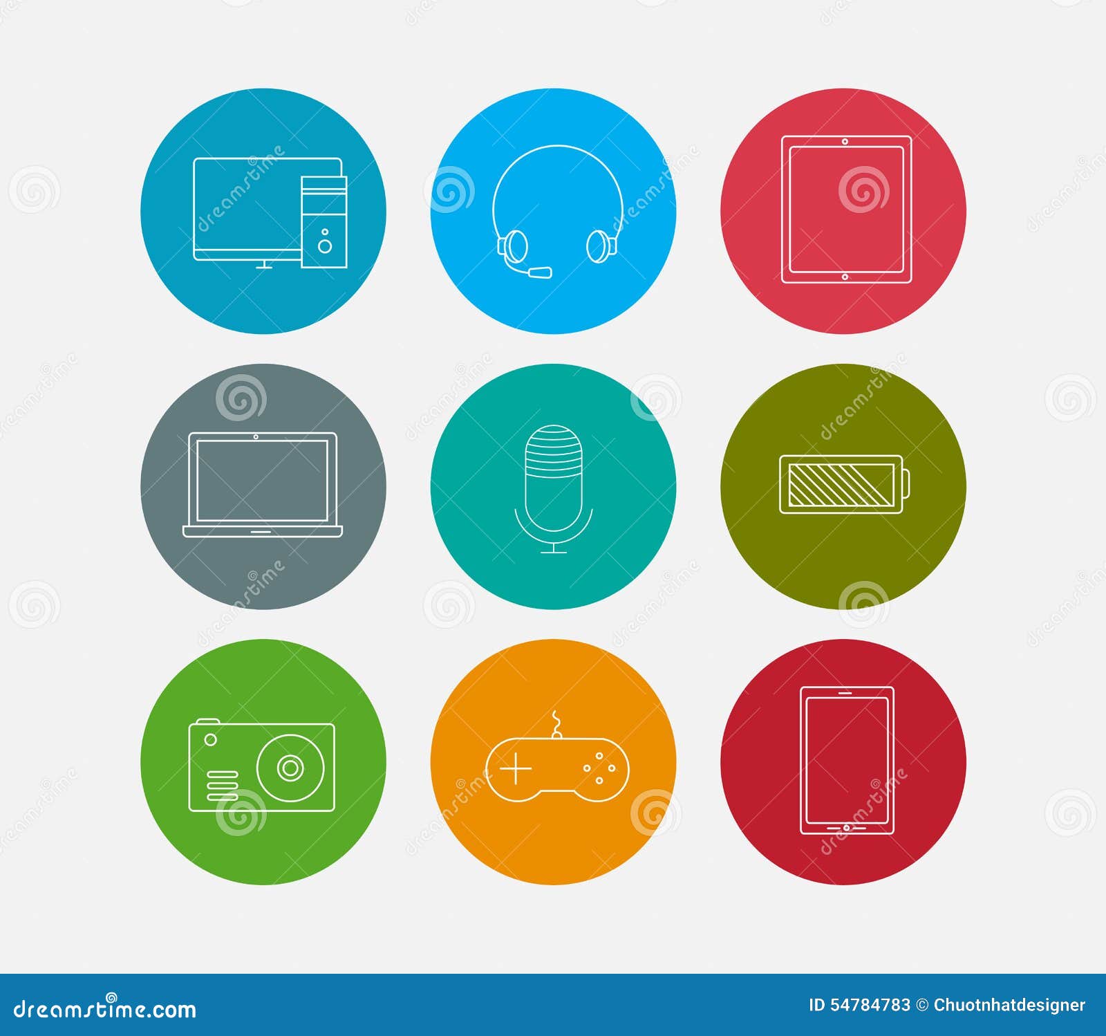 Electronic Computer Device Icons Set Stock Illustration - Illustration ...