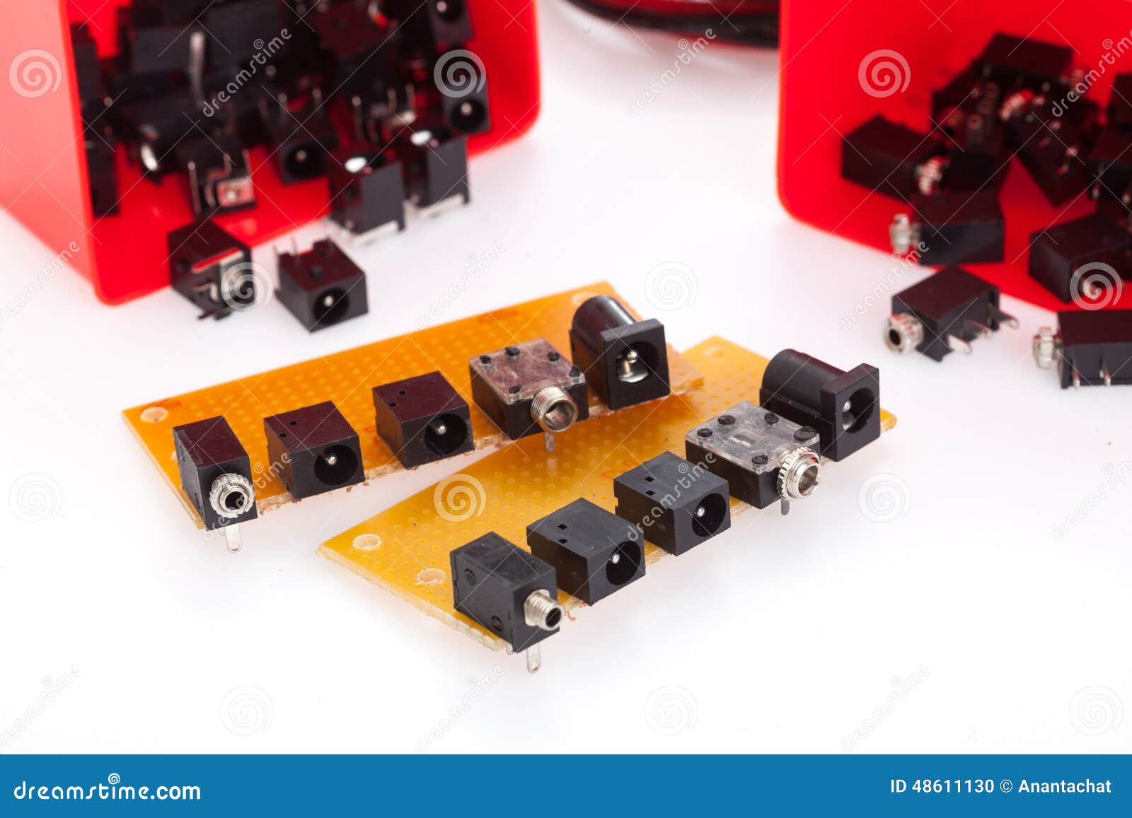 Electronic Connector on Printed Circuit Board Stock Photo - Image of ...