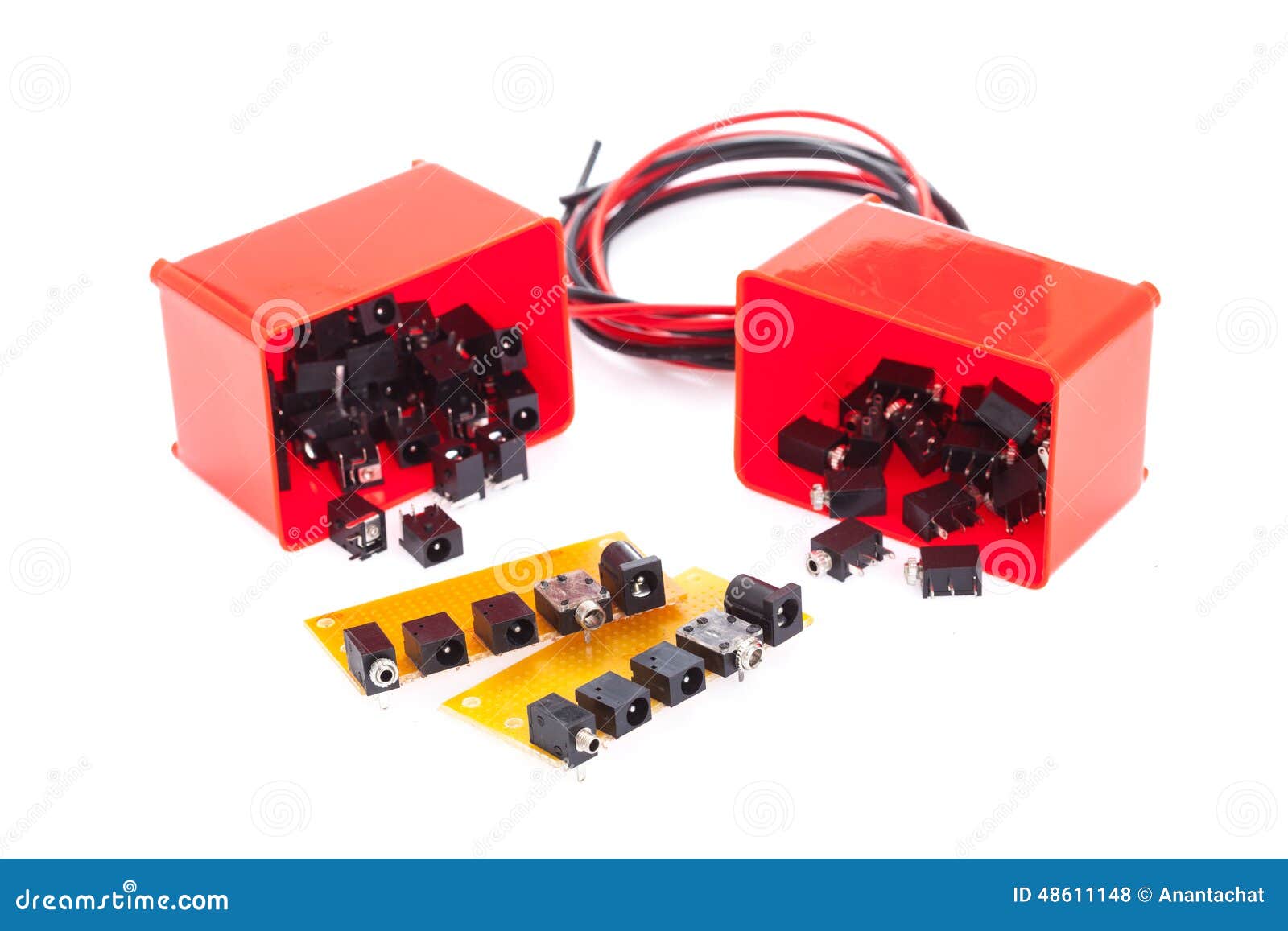 Electronic Connector on Printed Circuit Board Stock Photo - Image of ...