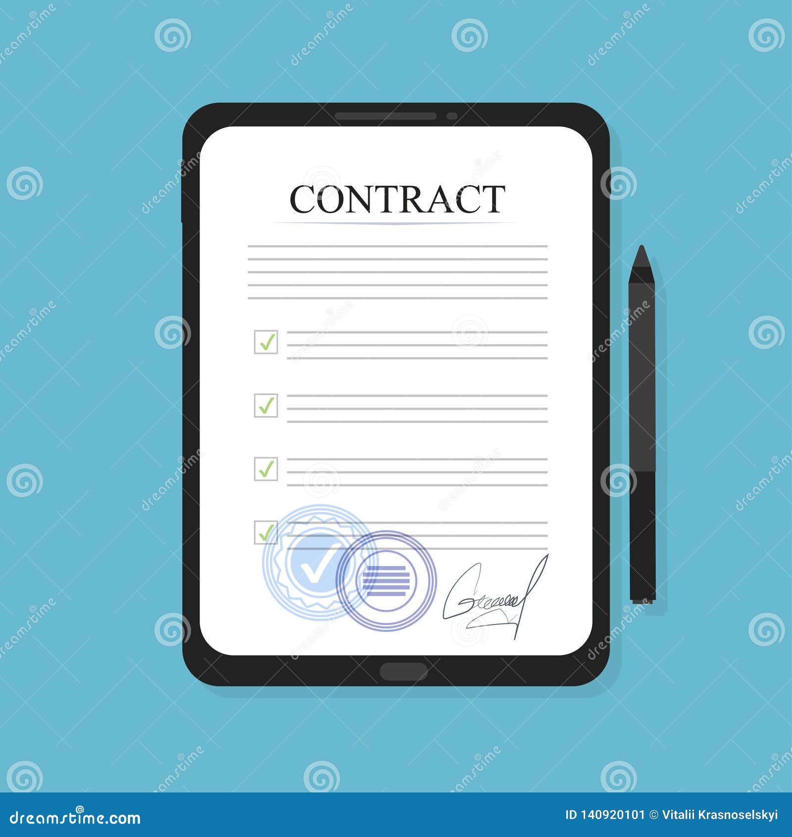 Electronic Contract Signature Vector Illustration | CartoonDealer.com ...