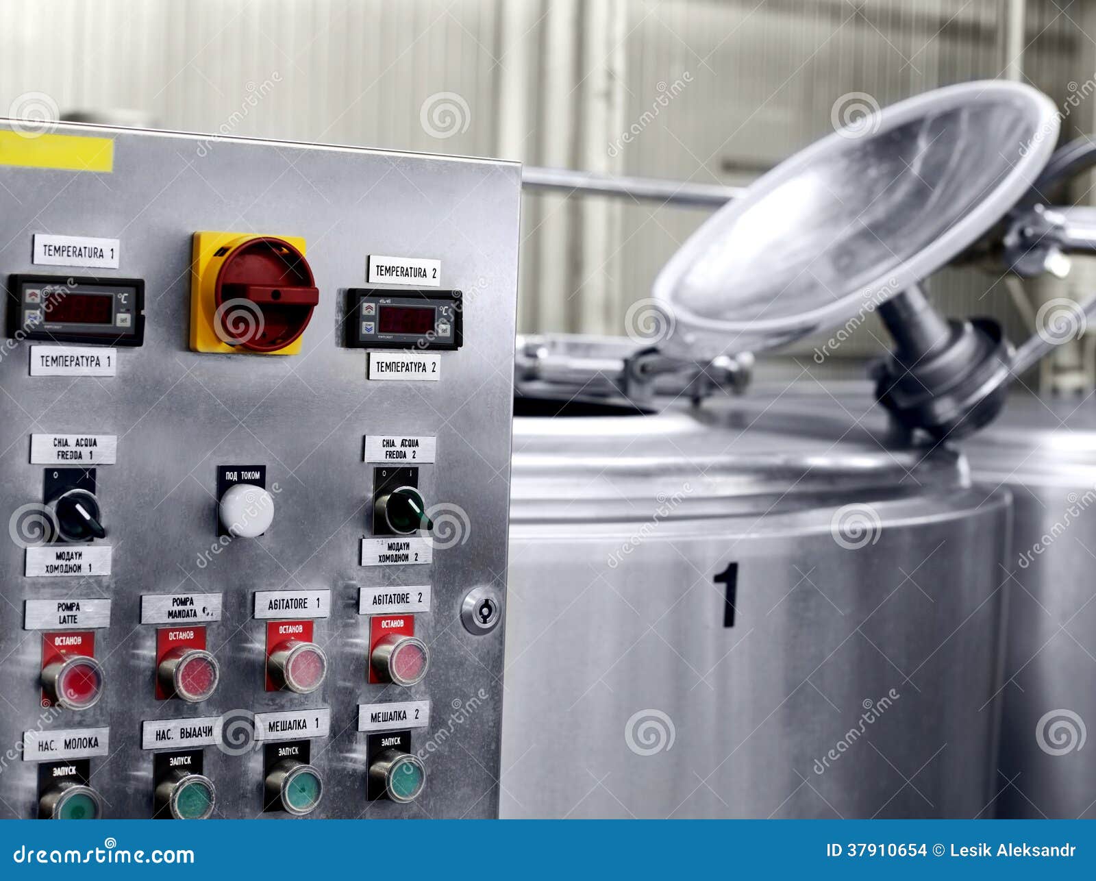 Electronic Control Panel on the Milk Factory Stock Photo - Image of ...