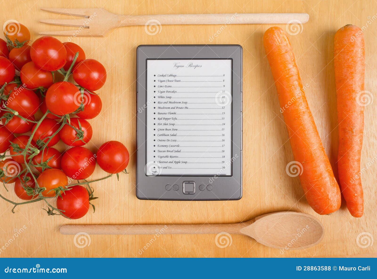 Electronic Cookbook in the Kitchen Stock Photo - Image of cook, kitchen ...