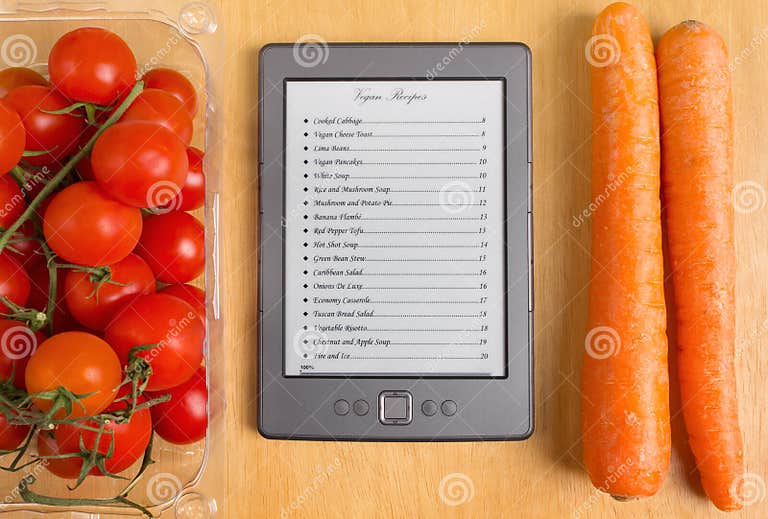Electronic Cookbook in the Kitchen Stock Image - Image of wood, texture ...