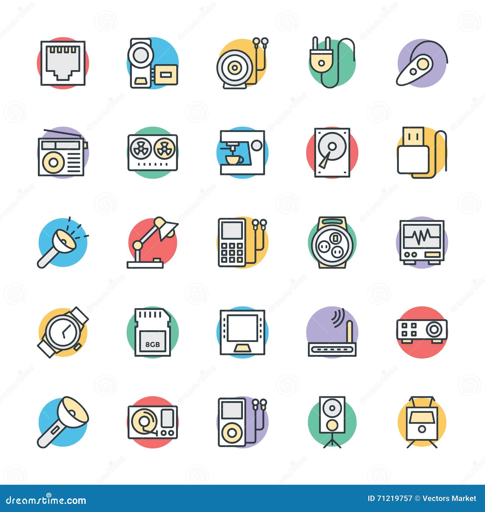 Electronic Cool Vector Icons 6 Stock Illustration - Illustration of ...