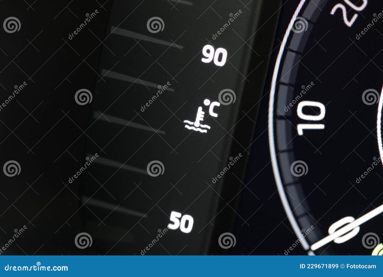 .electronic Dashboard in Car Engine Oil Temperature - Image Stock Image ...