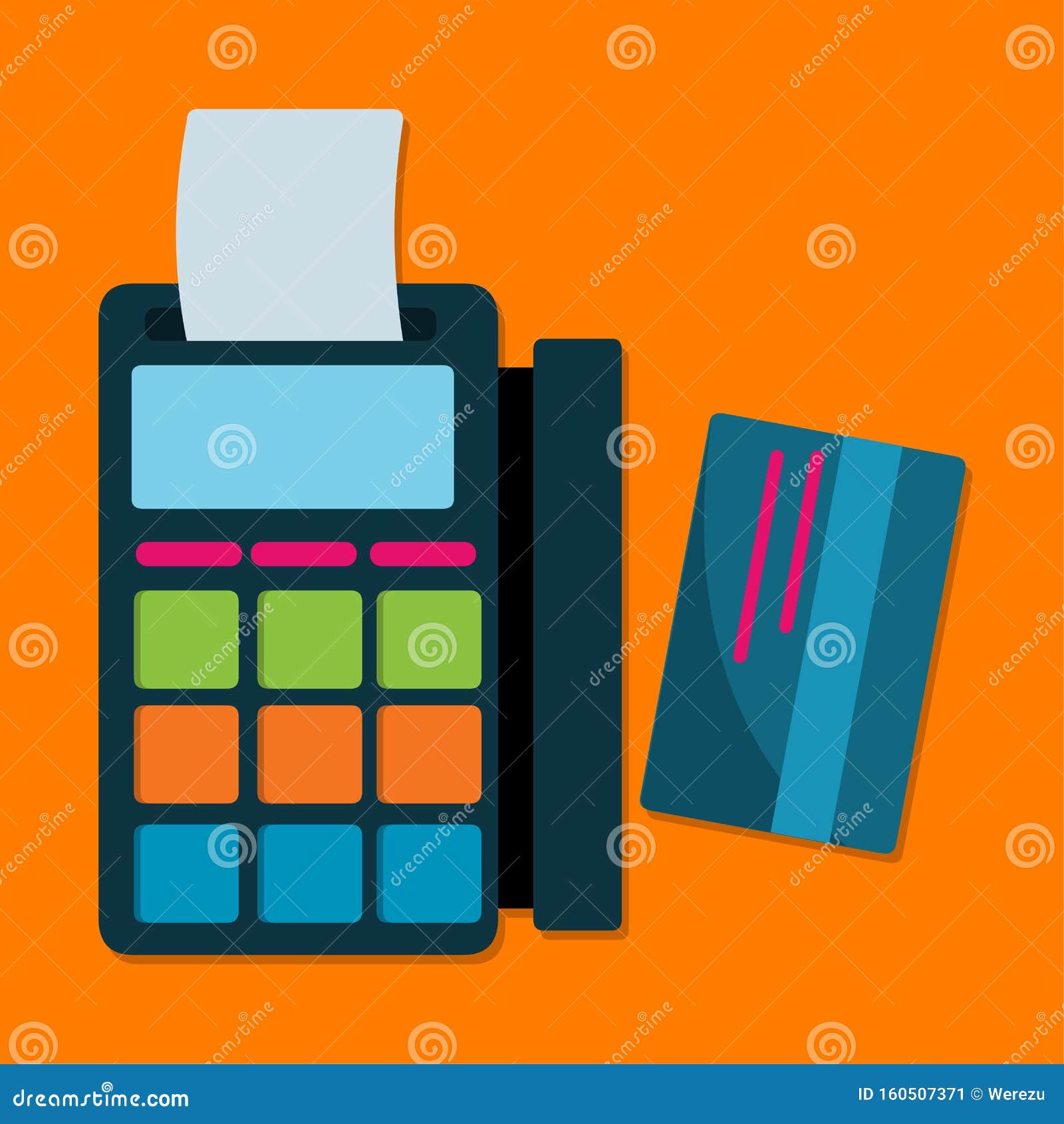 Electronic Data Capture Machine with Card Vector Illustration Stock ...