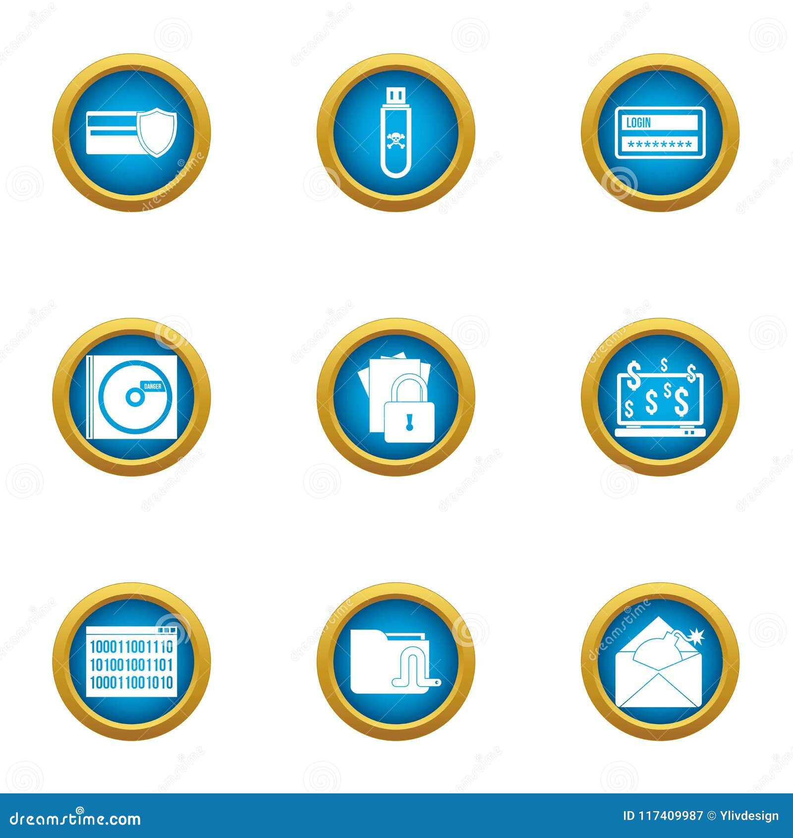 Electronic Data Icons Set, Flat Style Stock Vector - Illustration of ...