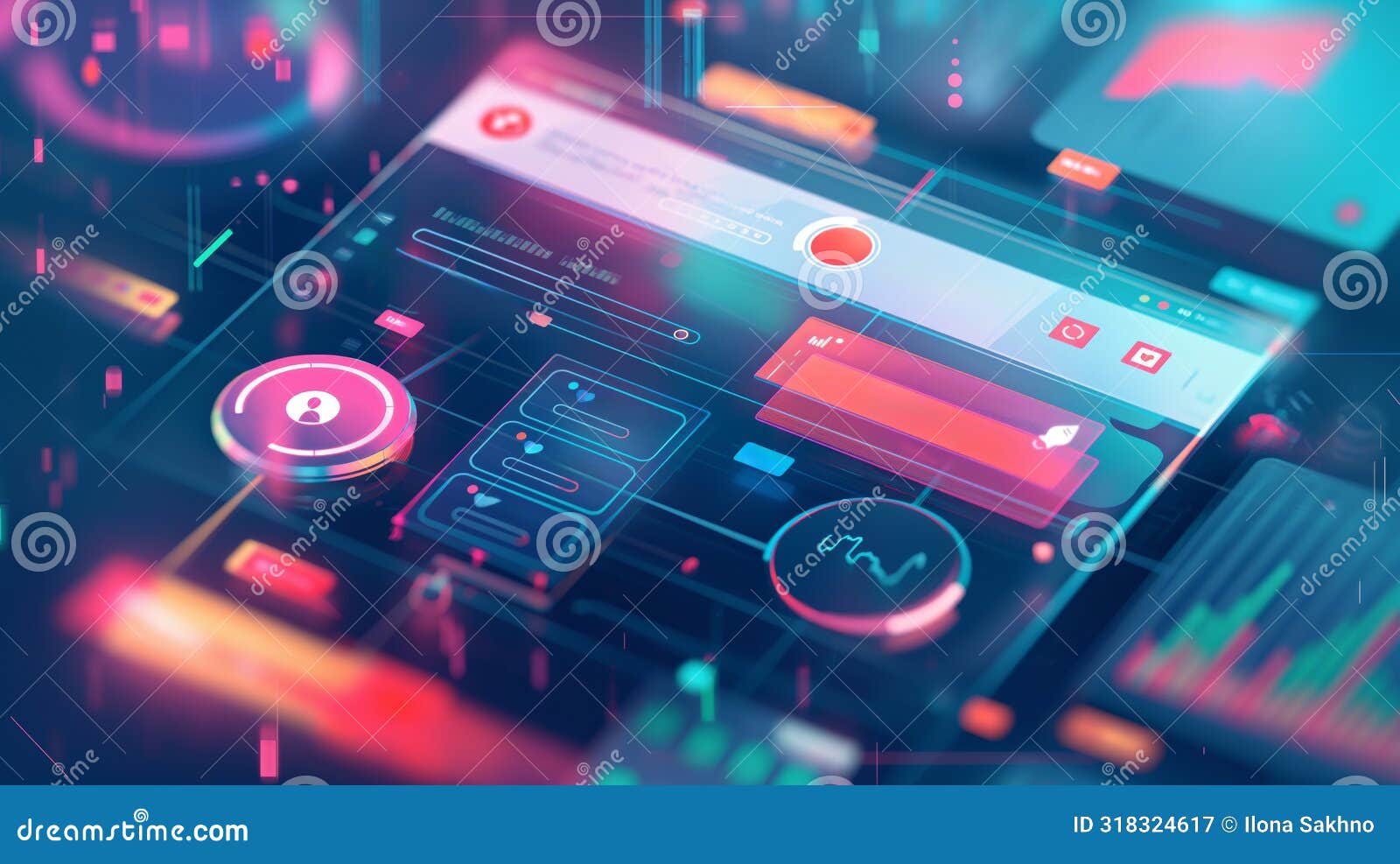 Electronic Device Displaying a Red Circle on the Screen Stock ...