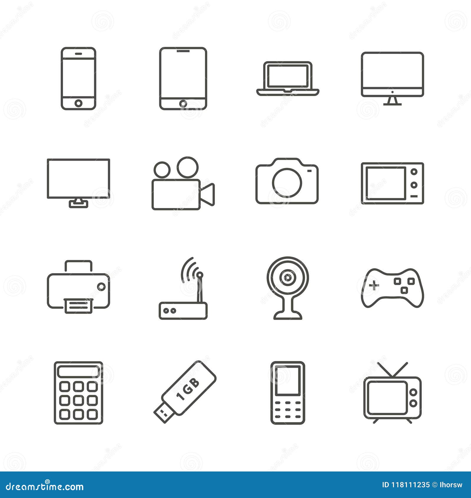 Electronic Device Set Icon Vector. Outline Technology Collection ...