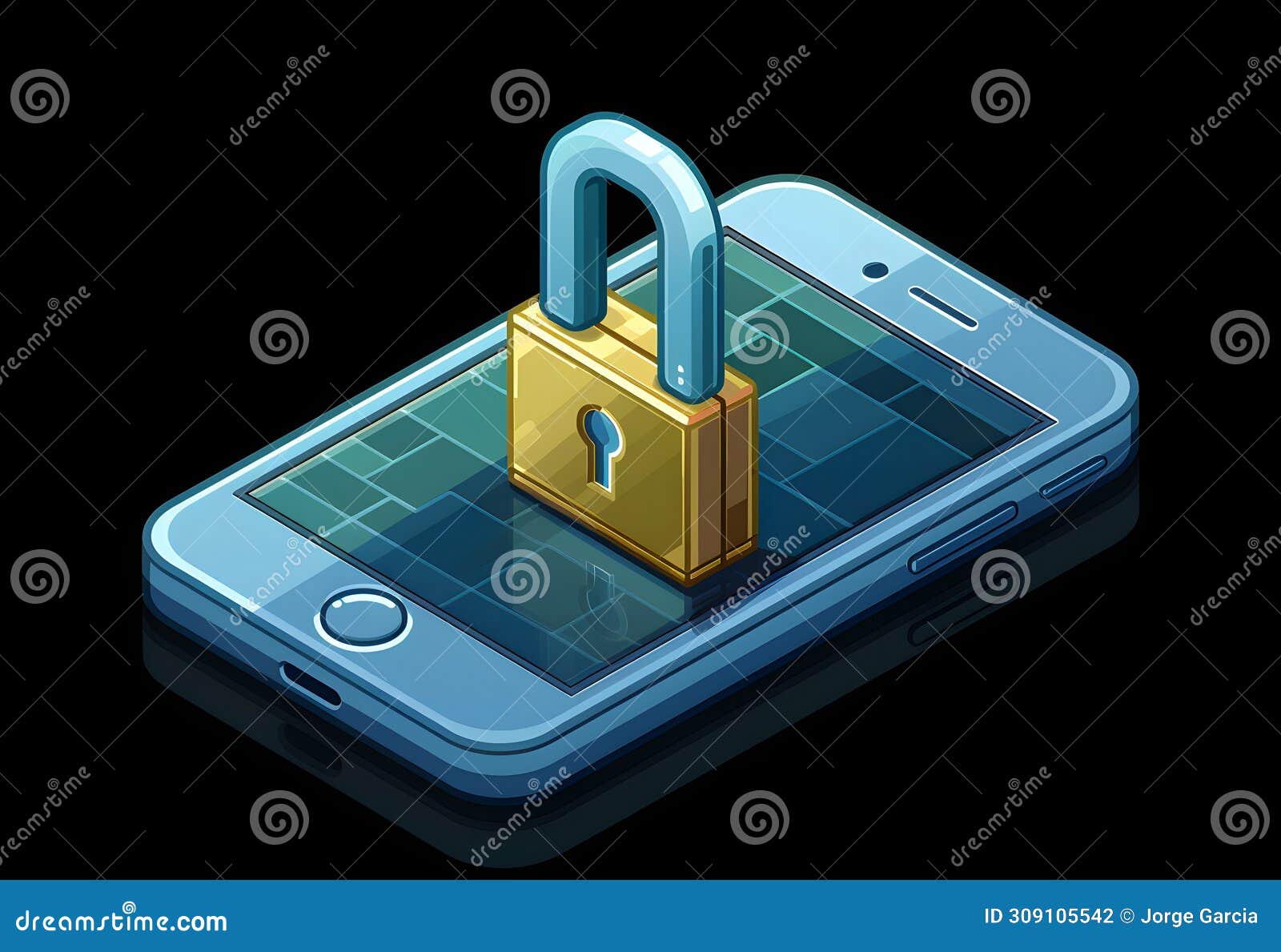 Generative AI. Phone Screen Locked with Security Code. Cyber Security ...