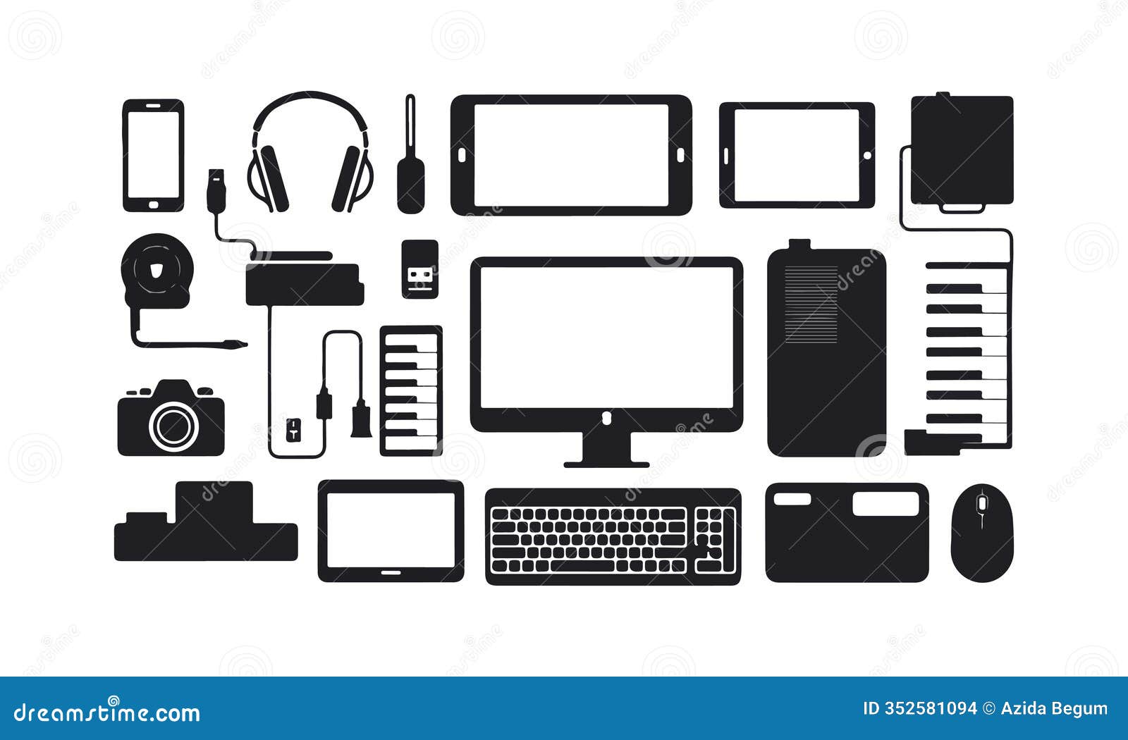 Electronic Devices and Accessories Vector Set Stock Illustration ...