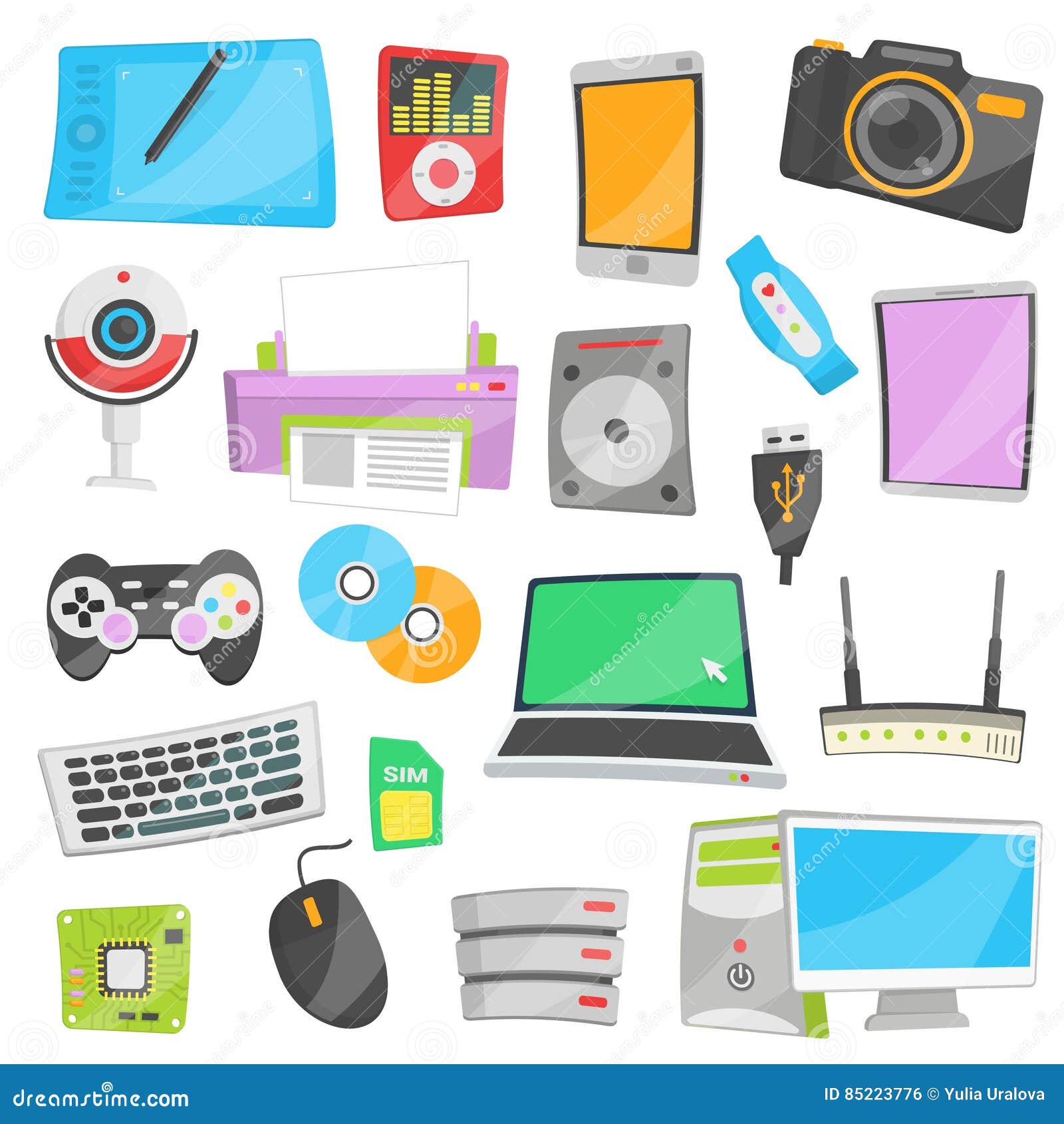 It Electronic Devices and Appliances Stock Vector - Illustration of ...