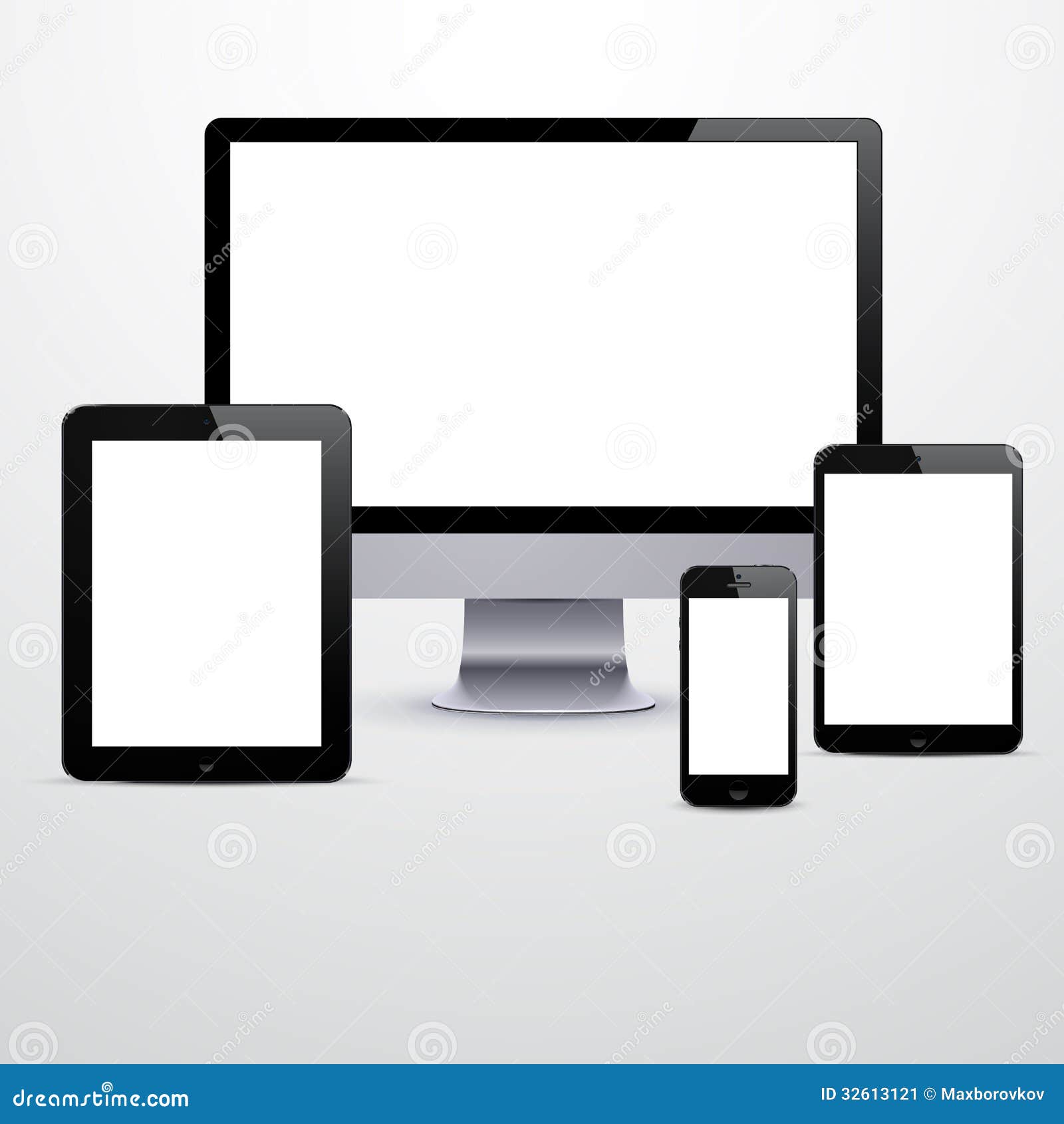 Electronic Devices with Blank White Screens. Stock Illustration ...