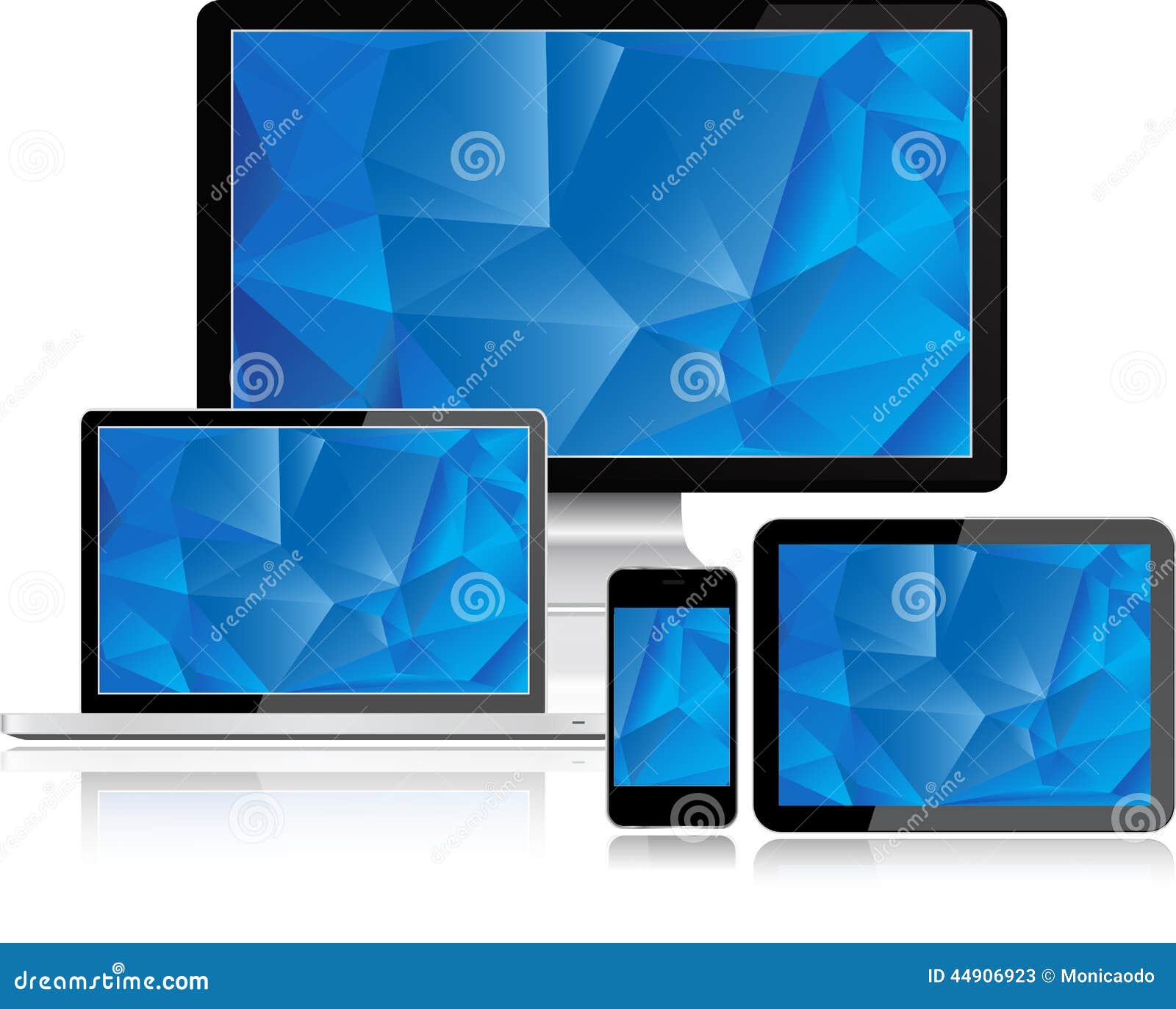 Electronic Devices with Blue Screen Stock Vector - Illustration of ...