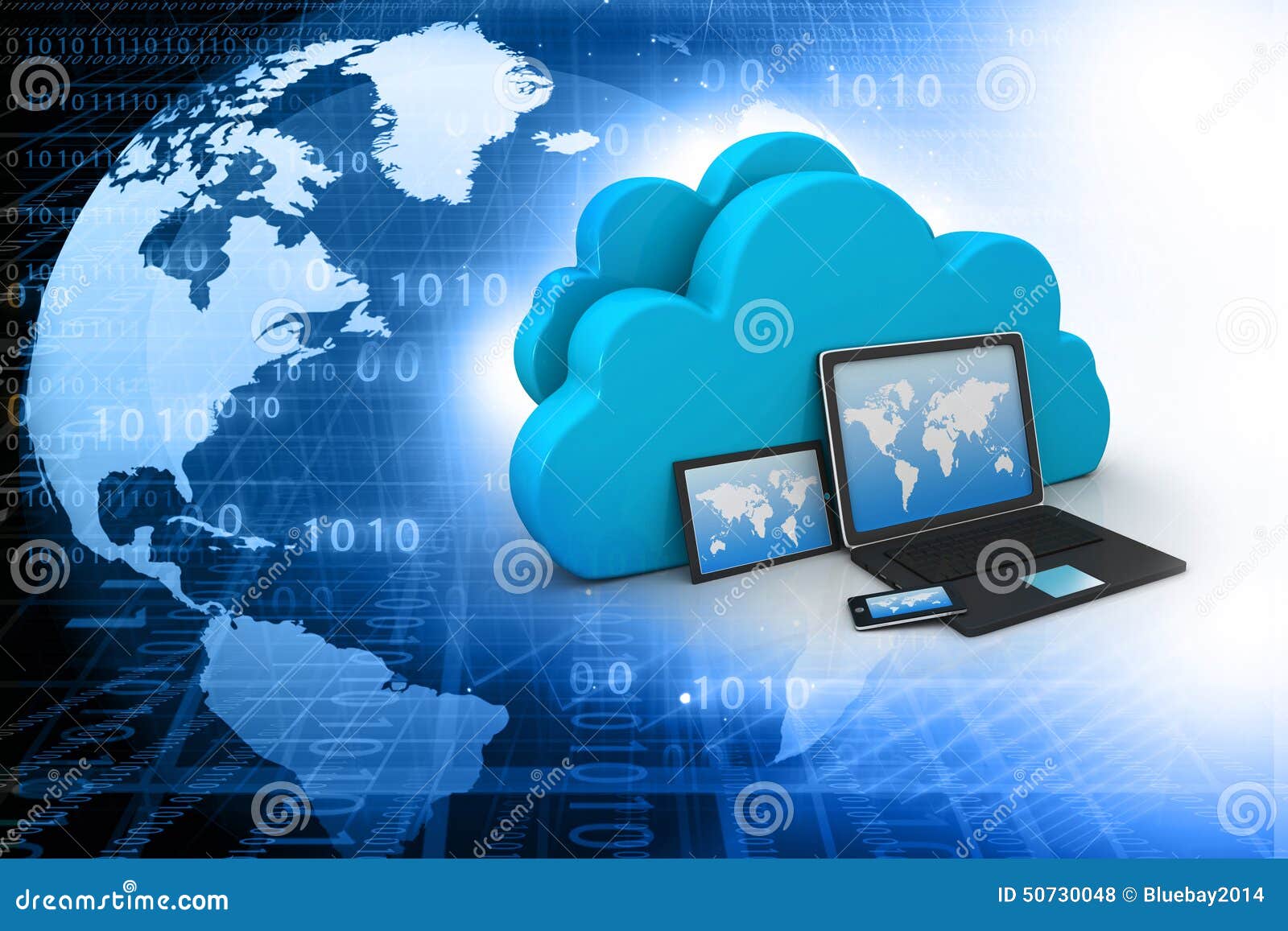 Electronic Devices with Cloud Server Stock Illustration - Illustration ...