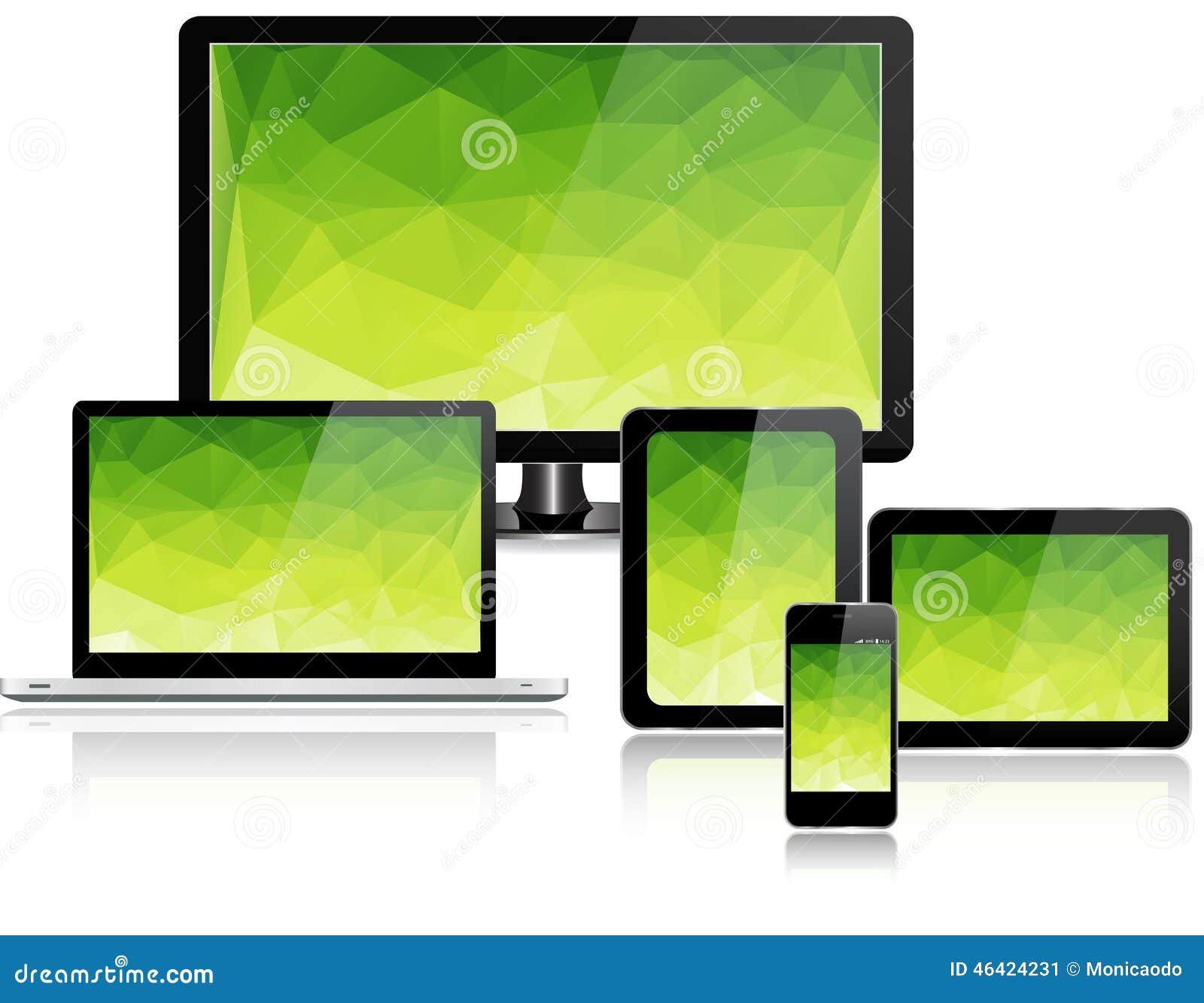 Electronic Devices with Green Screen Stock Vector - Illustration of ...