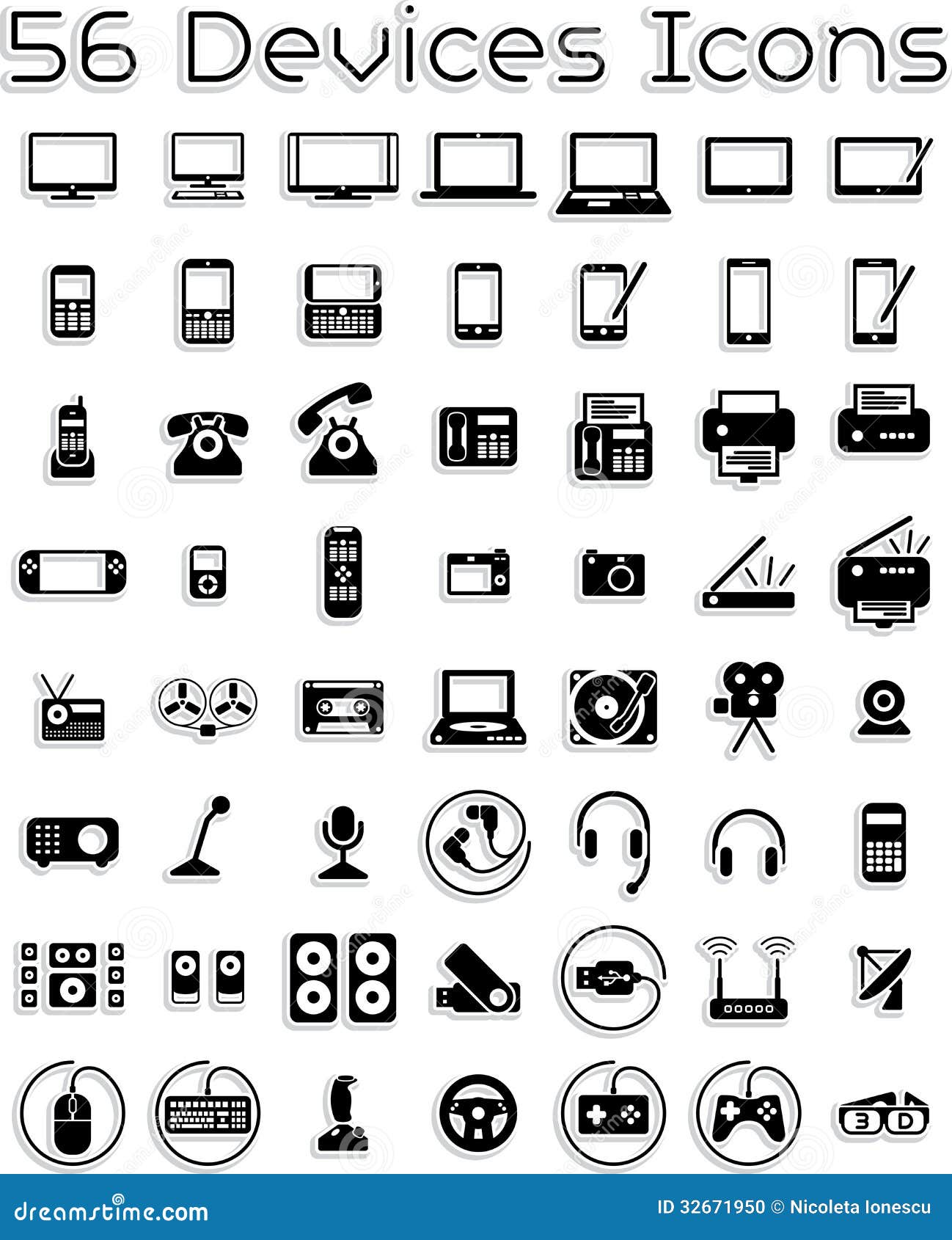 Electronic Devices Icons stock vector. Illustration of electronics ...