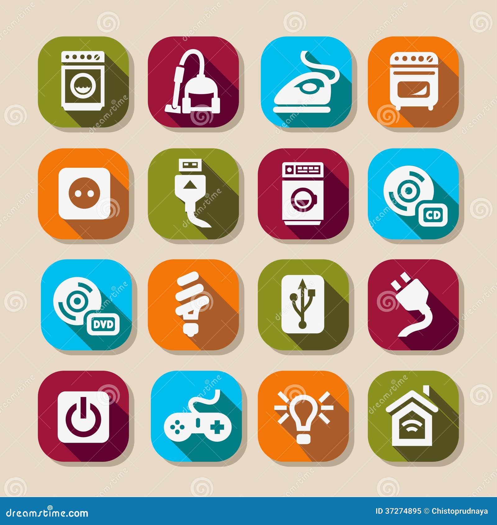 Electronic Devices Long Shadows Icons Stock Vector - Illustration of ...