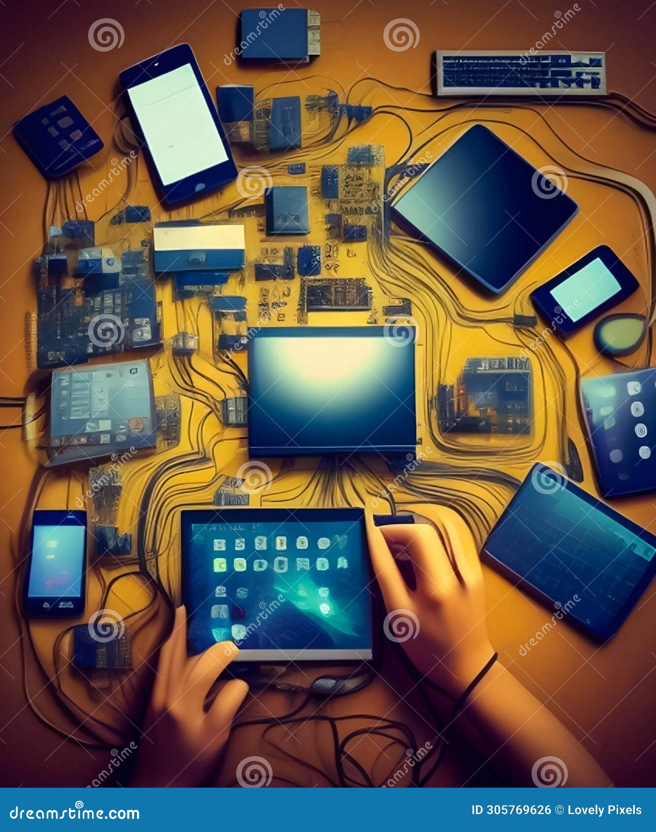 Electronic Devices Mobile Motherboard Checking Stock Illustration ...