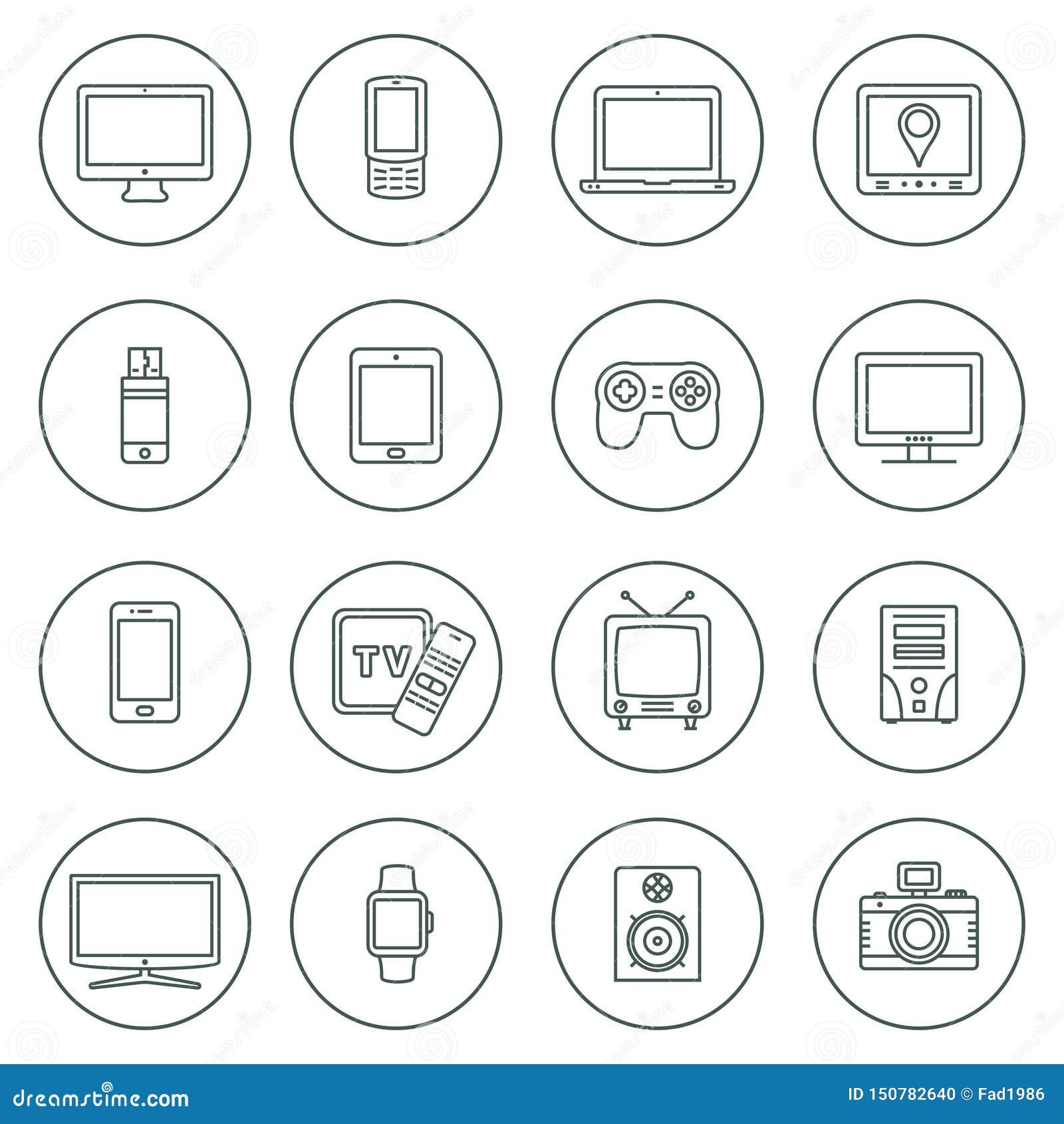 Electronic Devices Outline Icons. Technology Device Icons Set Stock ... Electronic Devices Outline Icons. Technology Device Icons Set Stock ...