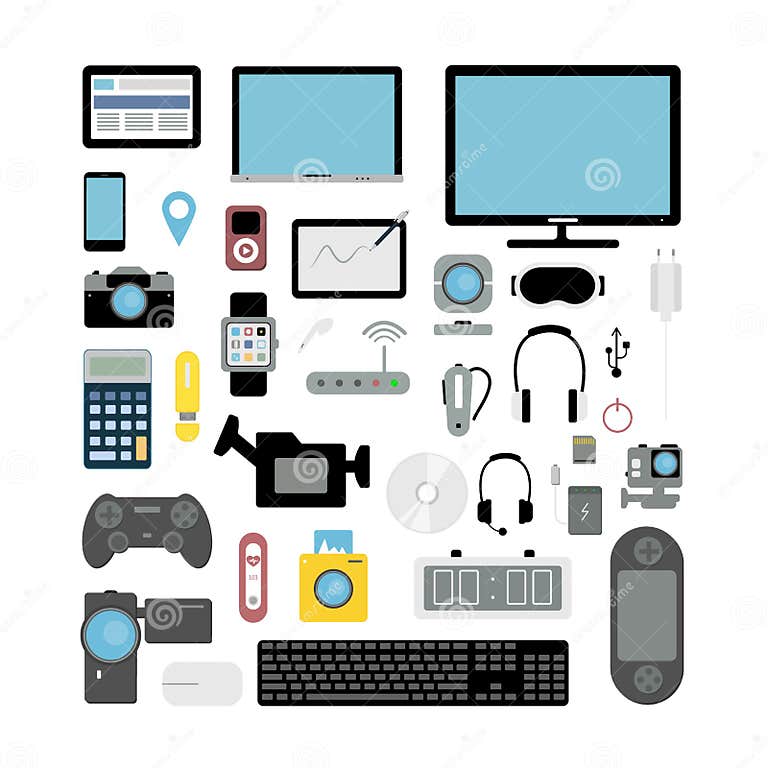 Electronic devices set. stock vector. Illustration of gadgets - 105725156