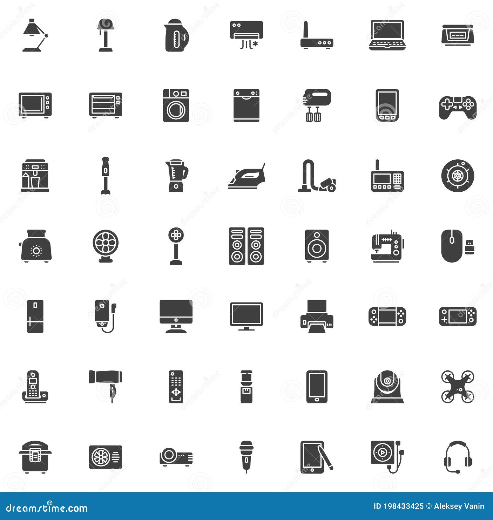 Electronic Devices Vector Icons Set Stock Vector - Illustration of ...