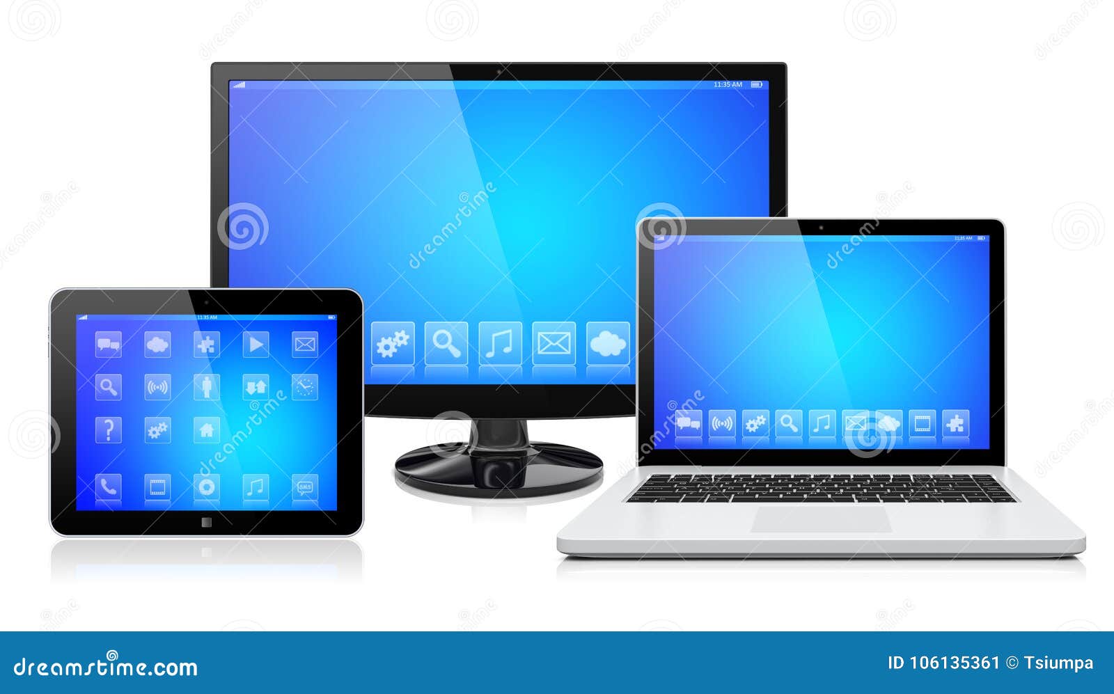 Electronic Devices on a White Stock Illustration - Illustration of ...