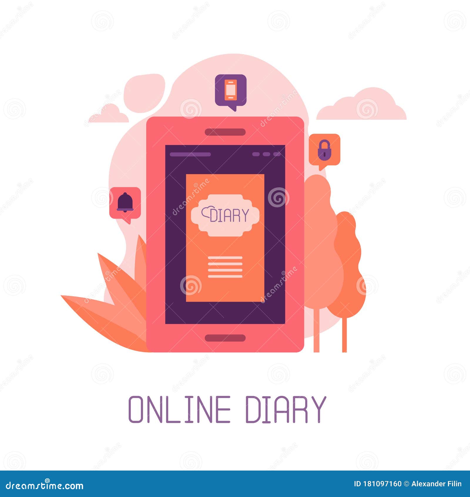 Electronic diary stock illustration. Illustration of laptop - 181097160