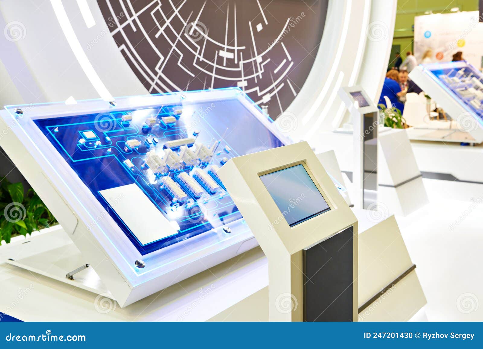 Electronic Digital Booths at Industrial Exhibition Stock Photo - Image ...
