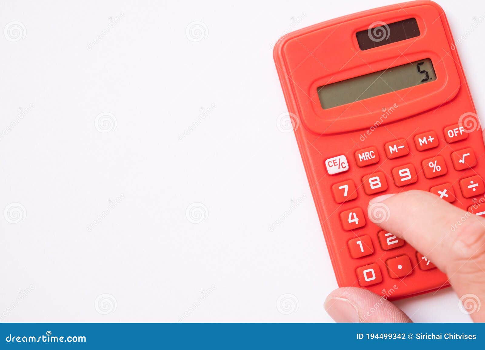 Electronic Digital Calculator for Calculate Number on White Background ...