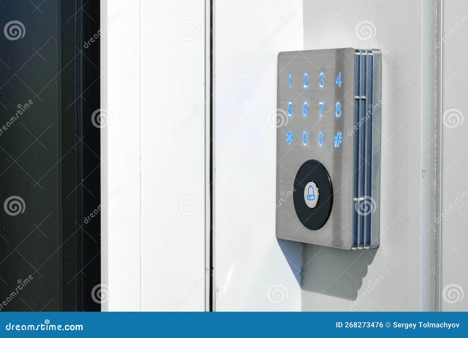 Electronic Digital Door Lock on White Office Wall Close Up Stock Photo ...