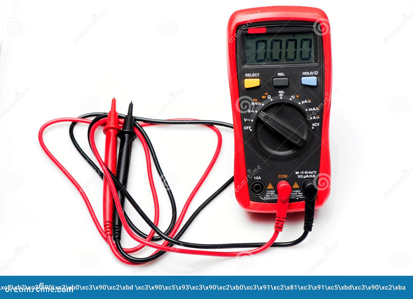 Electronic Digital Multimeter Isolated on White with Probes. Digital ...