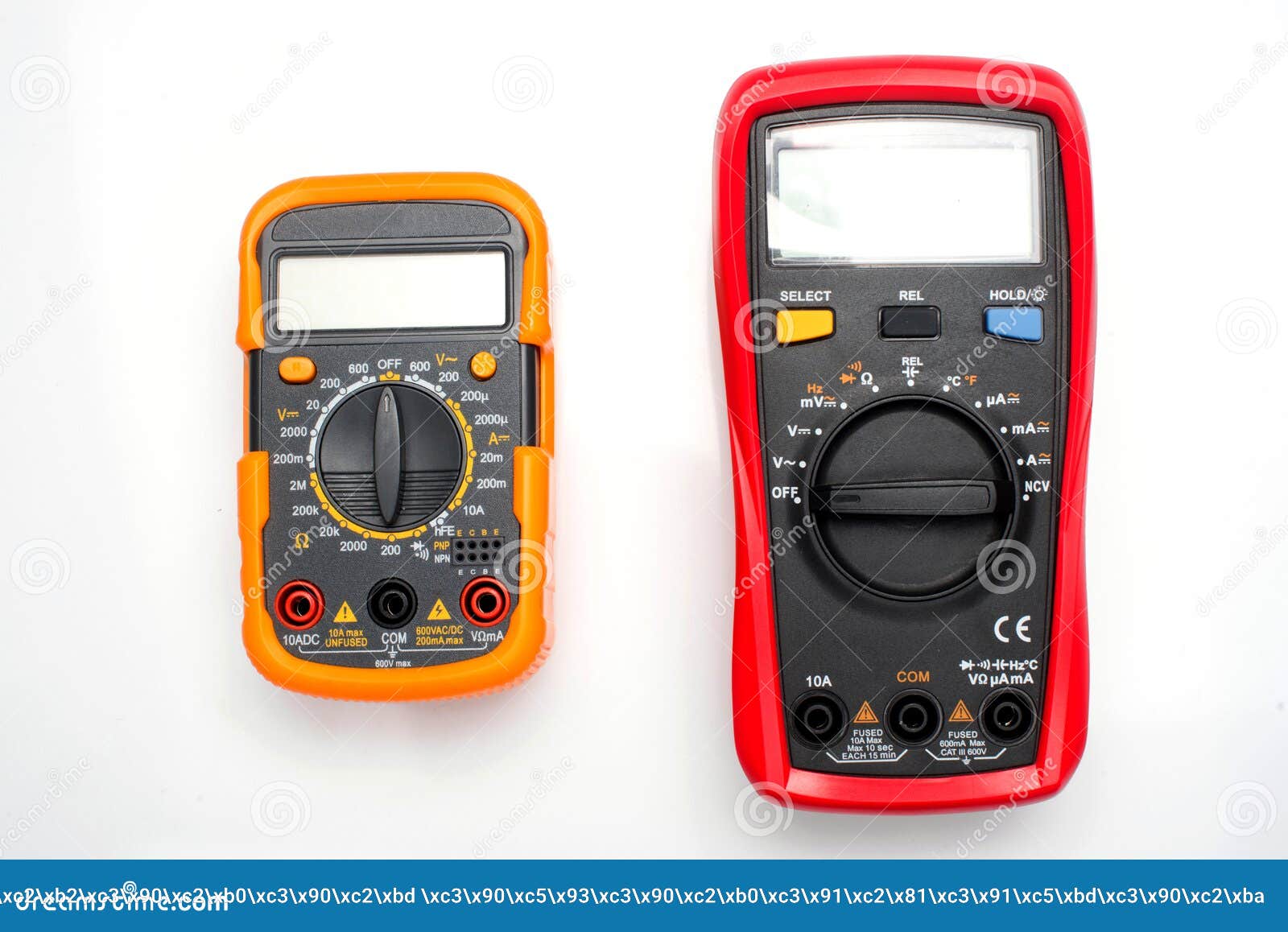 Electronic Digital Multimeter Isolated on White with Probes. Digital ...